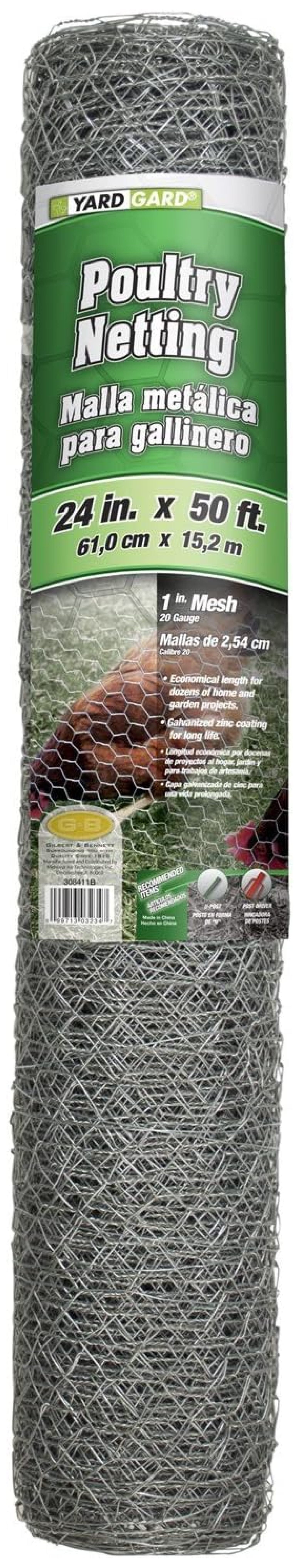 Yard Gard 308411B 24" x 50' 1" Mesh Hexagonal Poultry Netting - Walmart.com