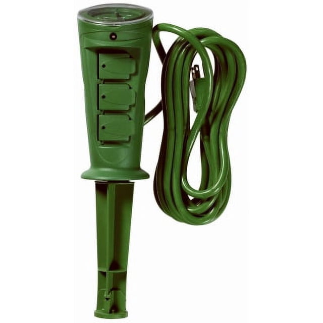 Yard Master 17321 6' Green 3-Outlet Power Stake with Light Sensor and ...