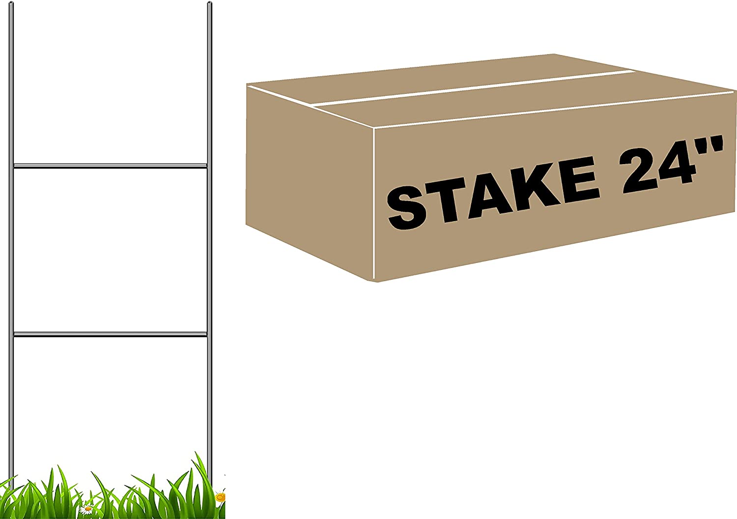 Yard Sign 100 Heavy Duty Wire Stake, 10 x 24 Inch, Silver Galvanized ...