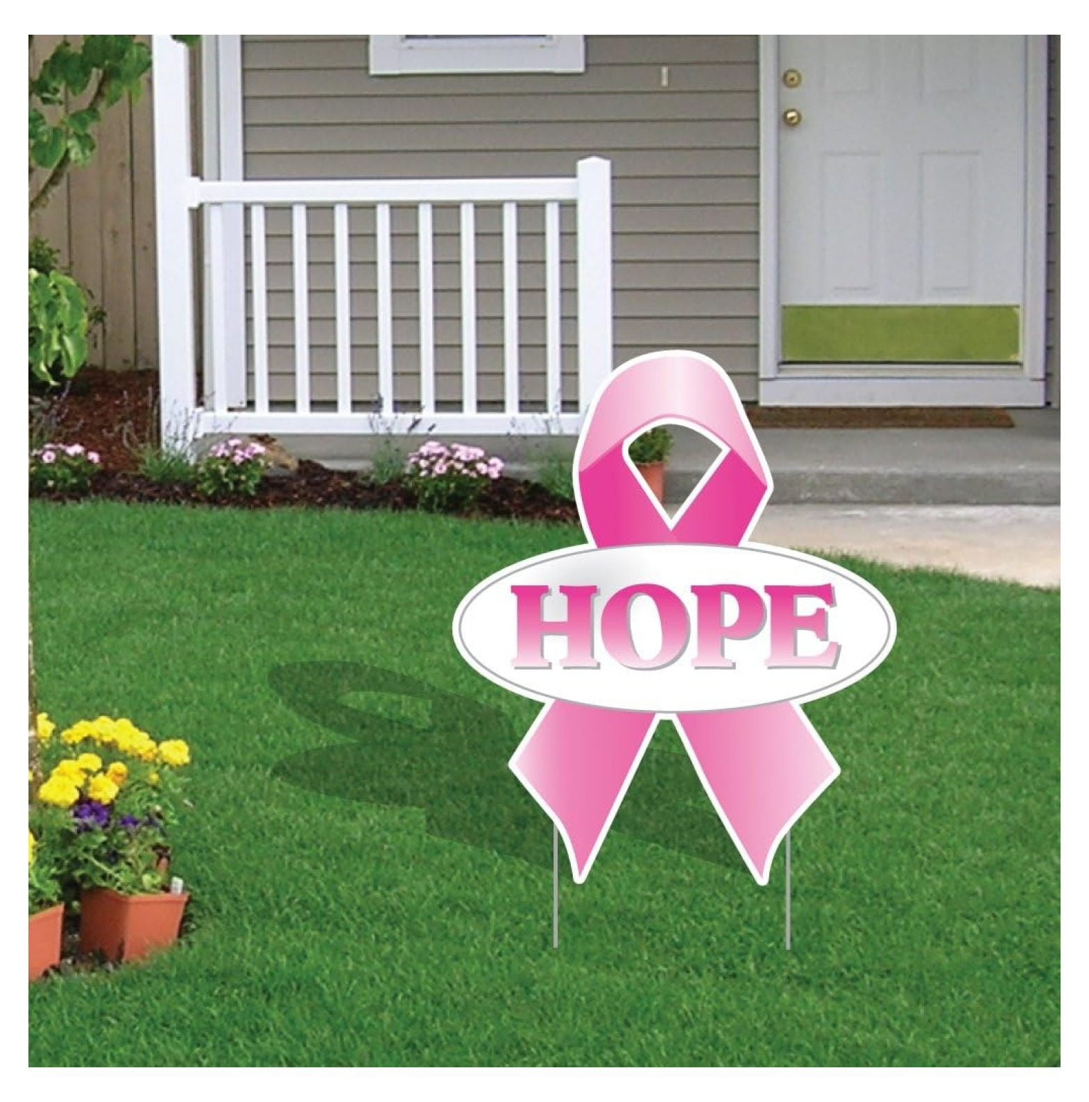 Yard Sign Outdoor Lawn Decorations: Breast Cancer Awareness 'HOPE' Pink ...