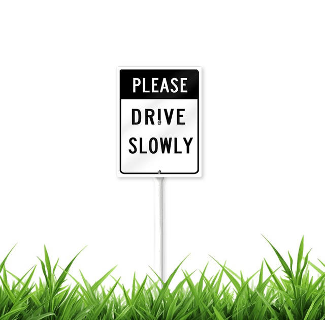 Yard Sign Please Drive Slowly Sign with Stake 8x12 inch Aluminum ...