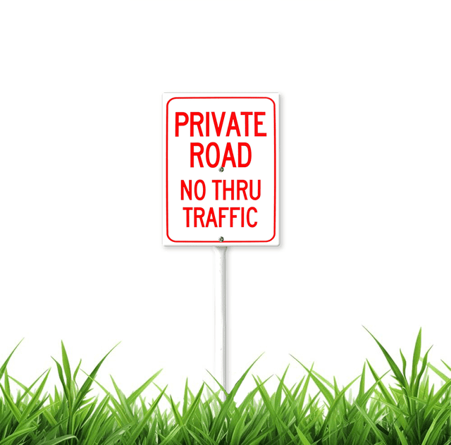 Yard Sign Private Road No Thru Traffic Sign with Stake 4.6x6 inch ...