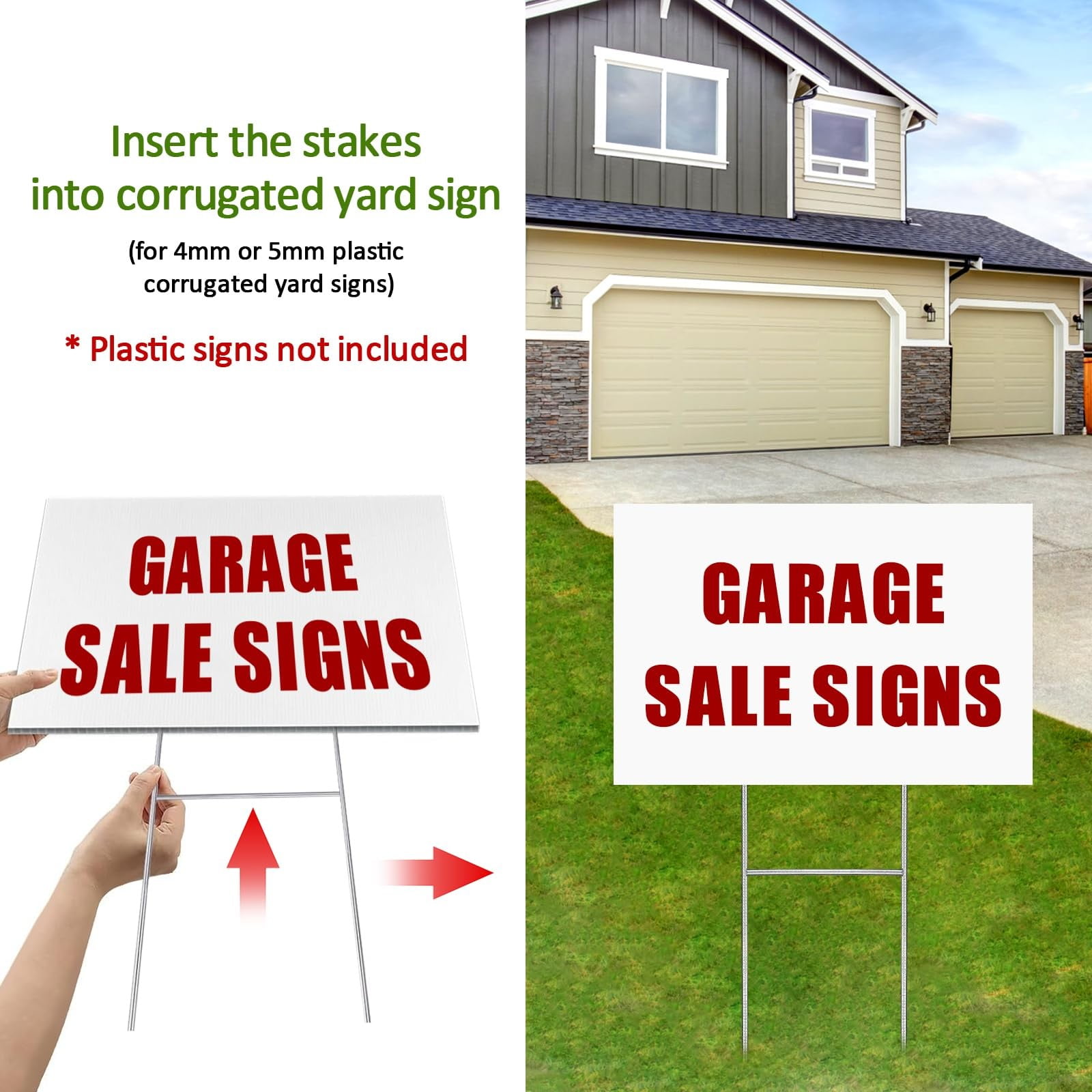 Yard Sign Stakes, 17x6 Inch Heavy Duty Metal H-Frame Sign Stands for ...