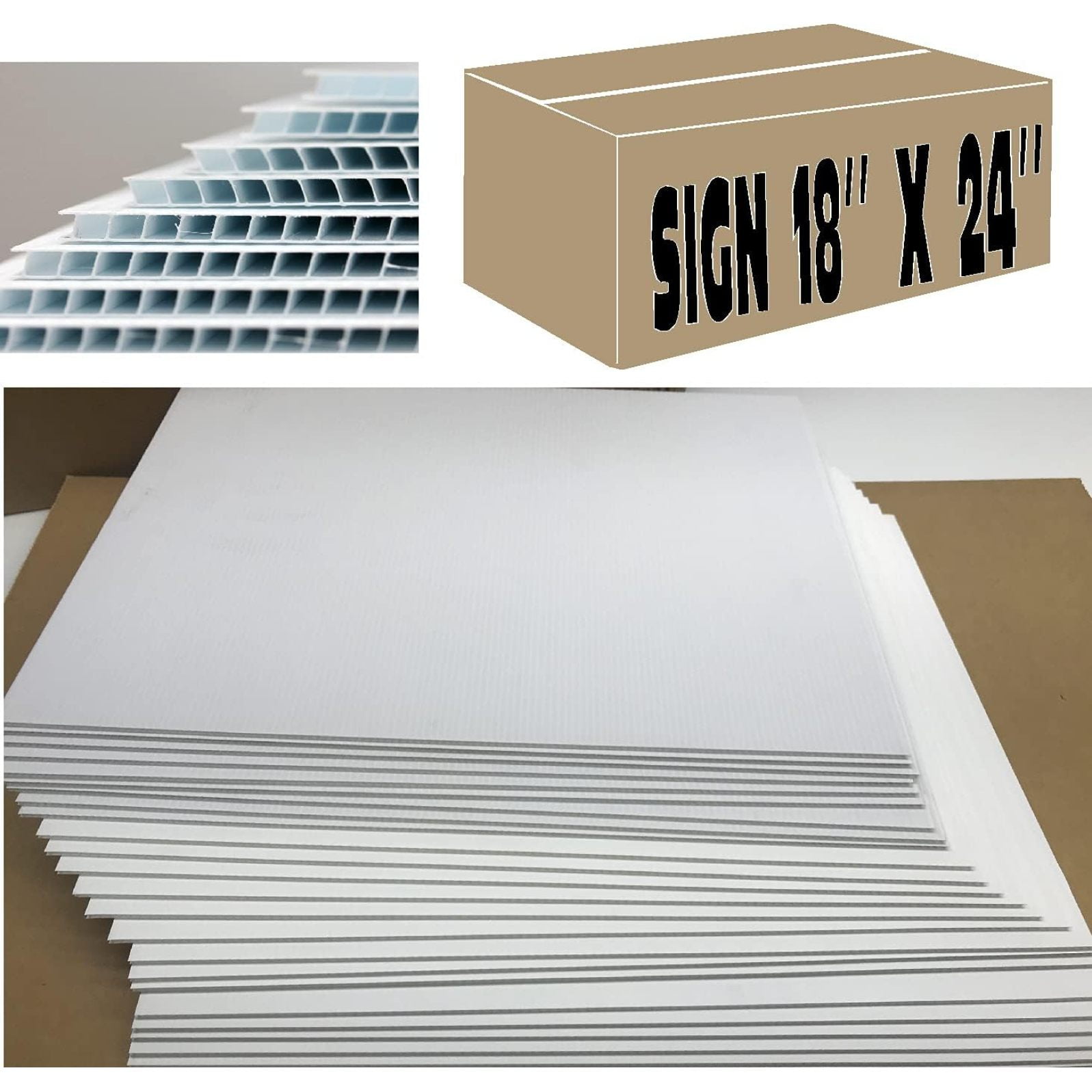 Yard Signs 100 Sign (White) 18x24 inch x 4 mm Corrugated Plastic Sign ...