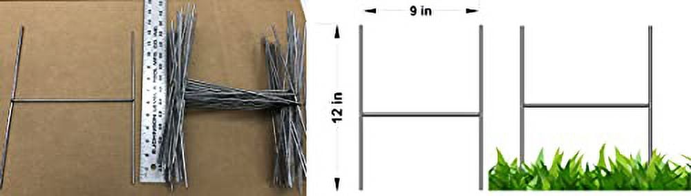 Yard Signs 100 Signs Stakes 15'', H-Frame Metal Stake 15'' Tall 10 ...