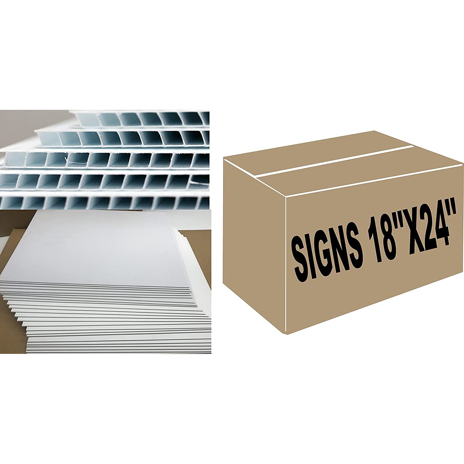 Yard Signs 20 Pack, Blank Signs (White) 18 x 24 inch 4mm Corrugated ...