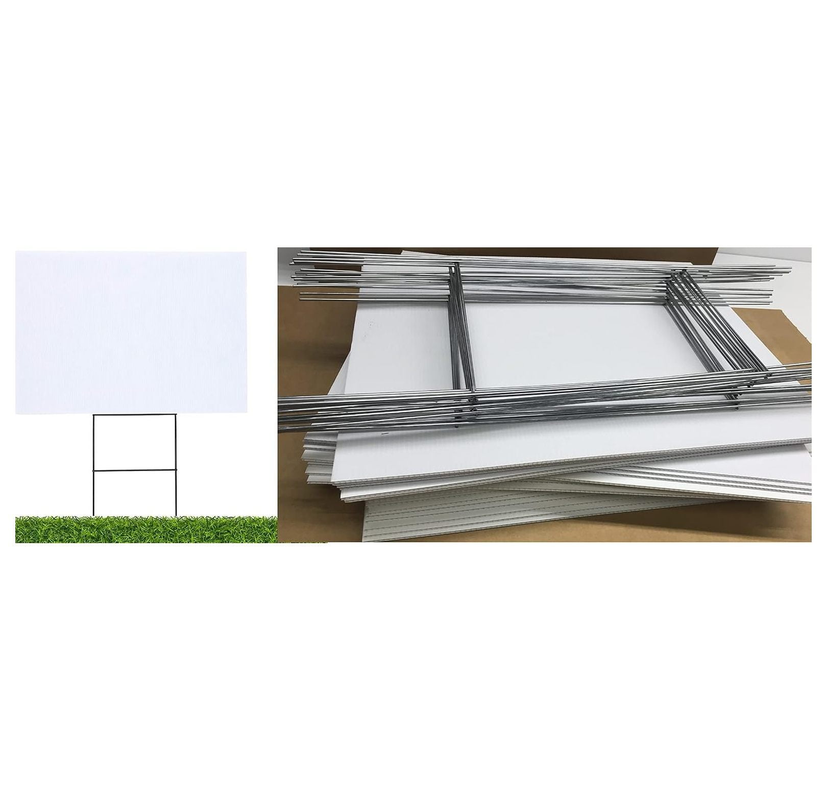 Yard Signs 20 White Signs 18''x24'' x 4mm Corrugated Plastic & 20 ...