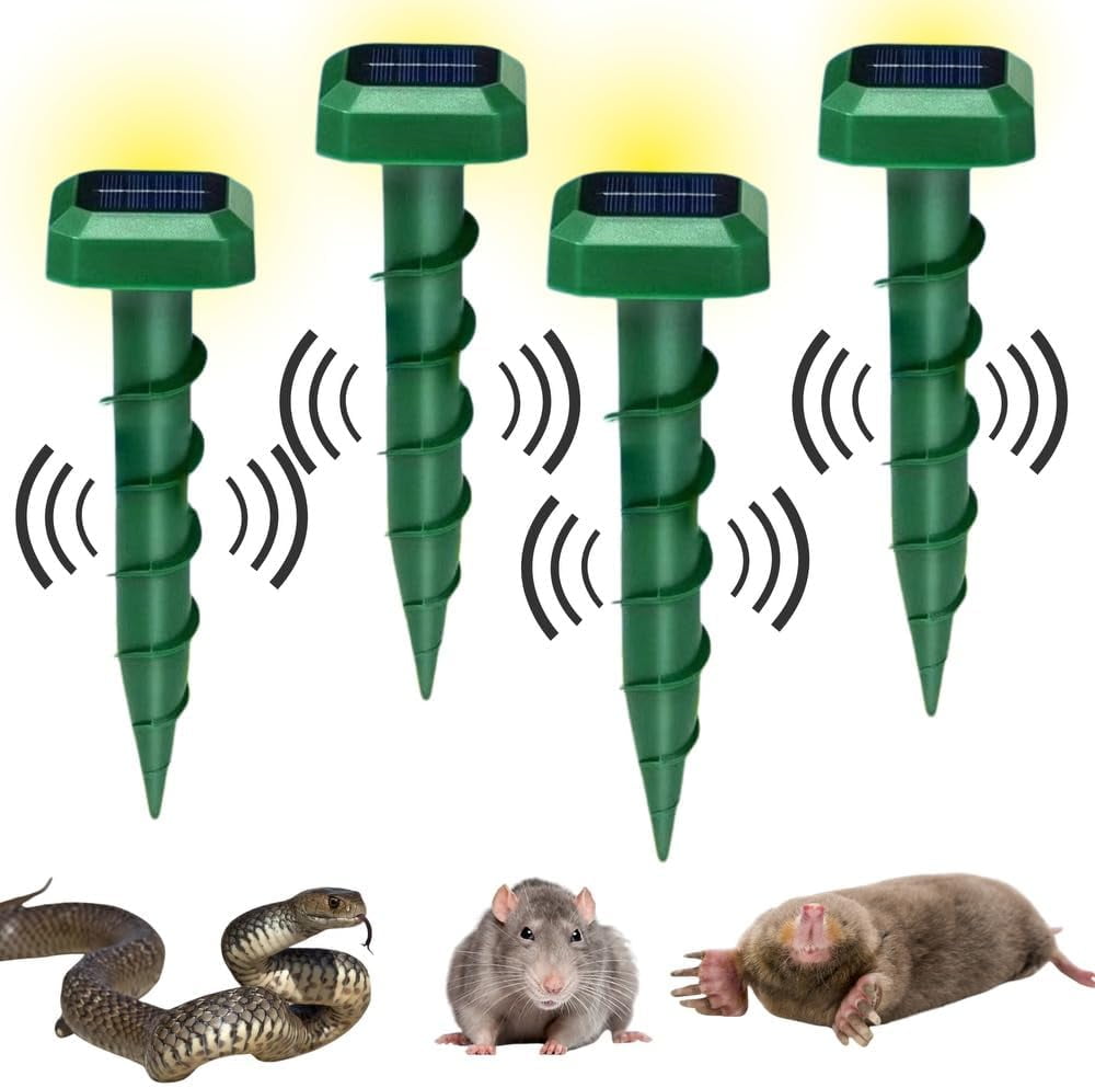 Yard Solar Ultrasonic Pest Repellent, 4 Pack Deterrent for Moles, Voles ...