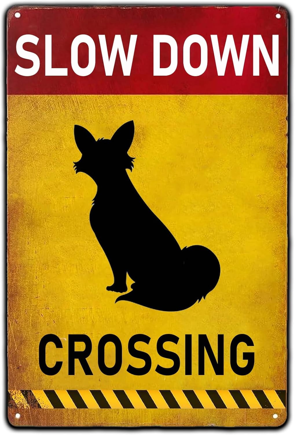 Yard Warning Sign,Slow Down Fox Crossing Retro Metal Tin Sign Hanging ...