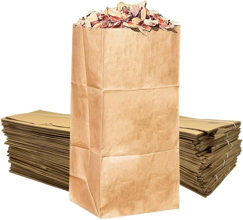 Yard Waste Bags - Large 30 Gallon Brown Paper Leaf Bags for Yard/Garden ...