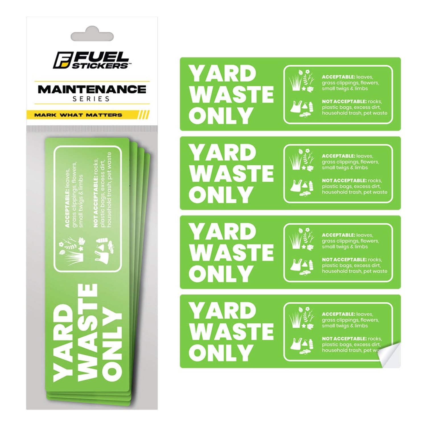 Yard Waste Stickers - Trash Bin Labels with Helpful Do Don't Reminders ...