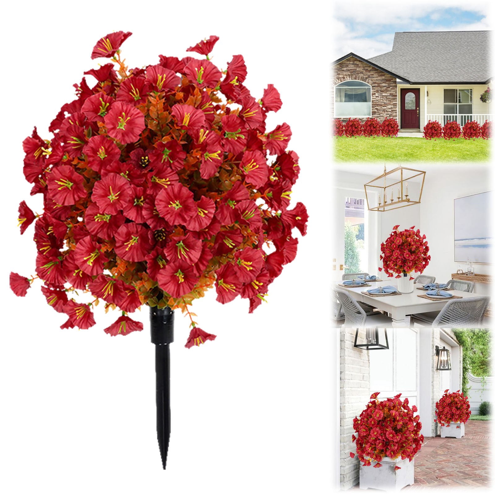 YardChic Fall Artificial Mums Flowers Boxwood Topiary Ball Bush with ...