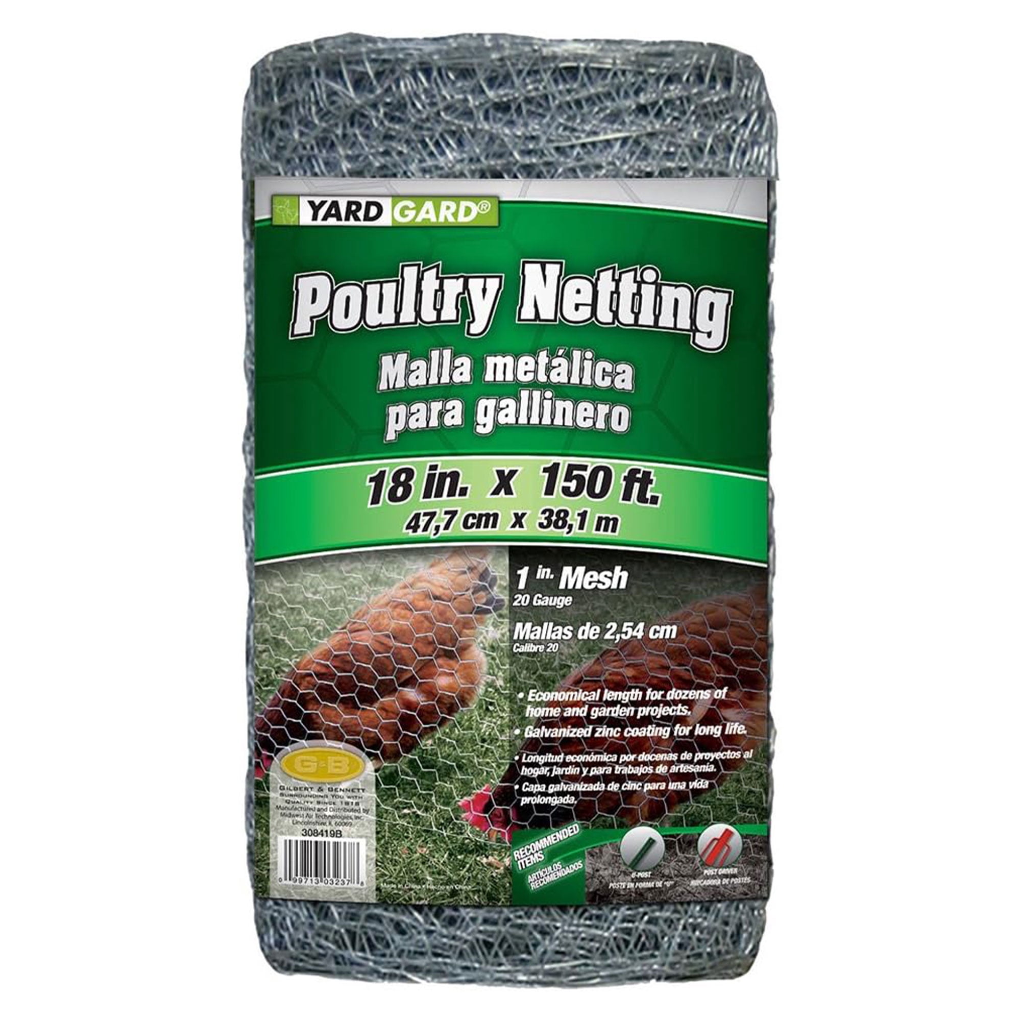 YardGard 20 Gauge Galvanized Poultry Netting for Animal Confinement ...