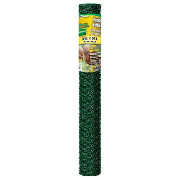 YardGard 308456B Poultry Netting, Green PVC Coating, 1-In. Mesh, 36-In ...
