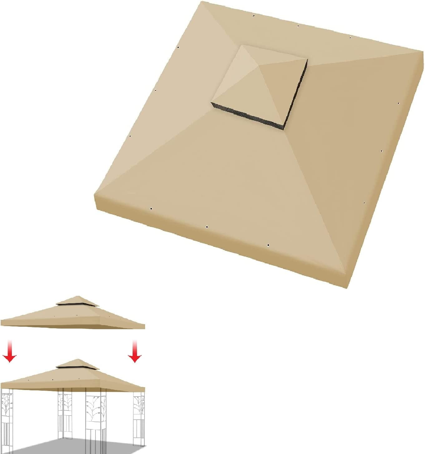 YardGrow 10x10 FT Gazebo Replacement Canopy Top Cover 2-Tiered Upgraded ...