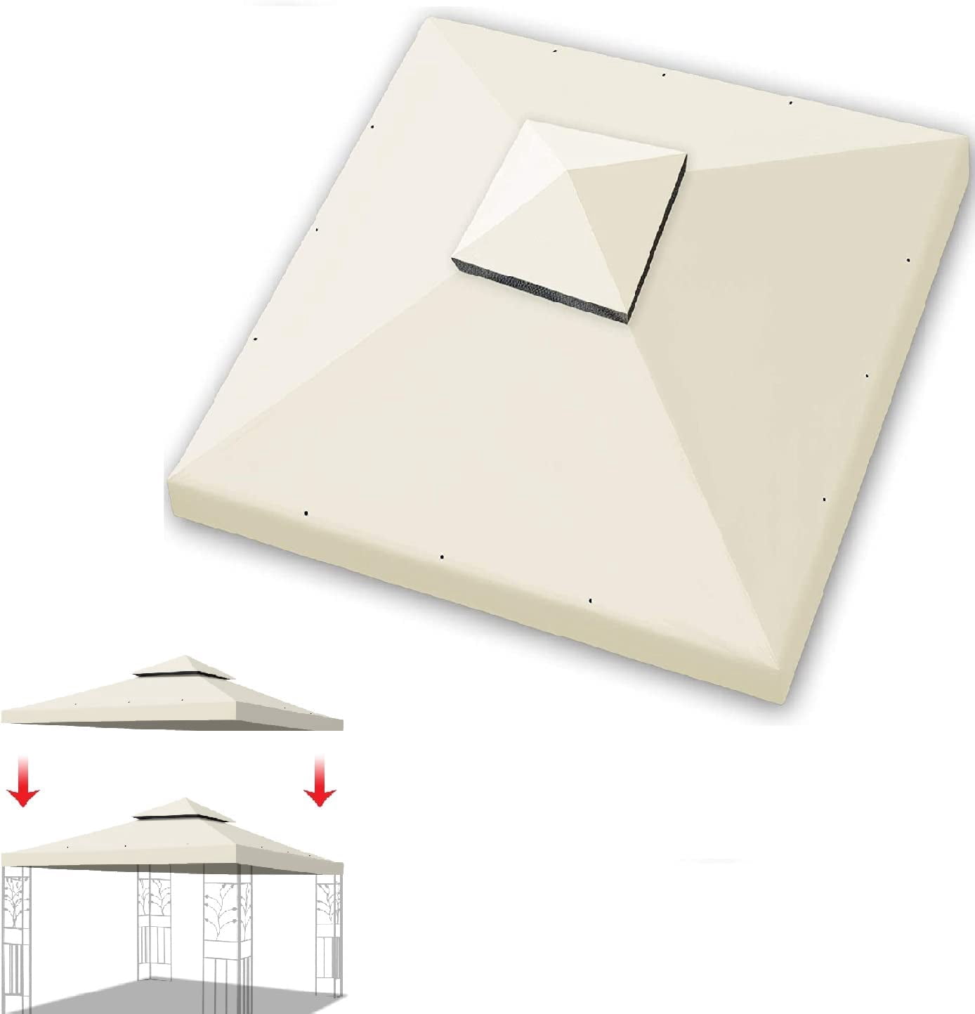 YardGrow 10x10 FT Gazebo Replacement Canopy Top Cover 2-Tiered Upgraded ...