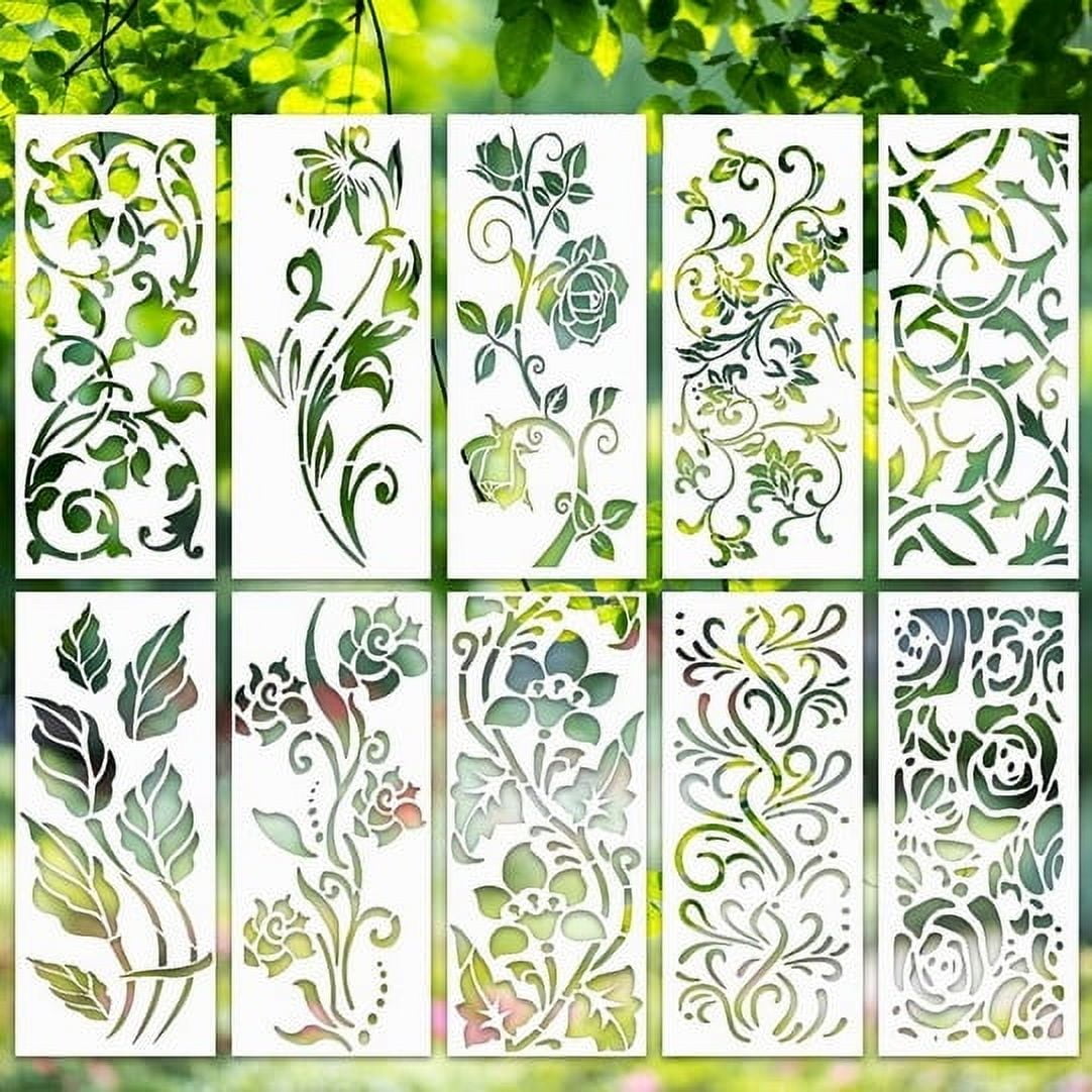 YardVibe 10pcs Leaf Vine Stencils, Leaves & Flower Stencil Reusable ...