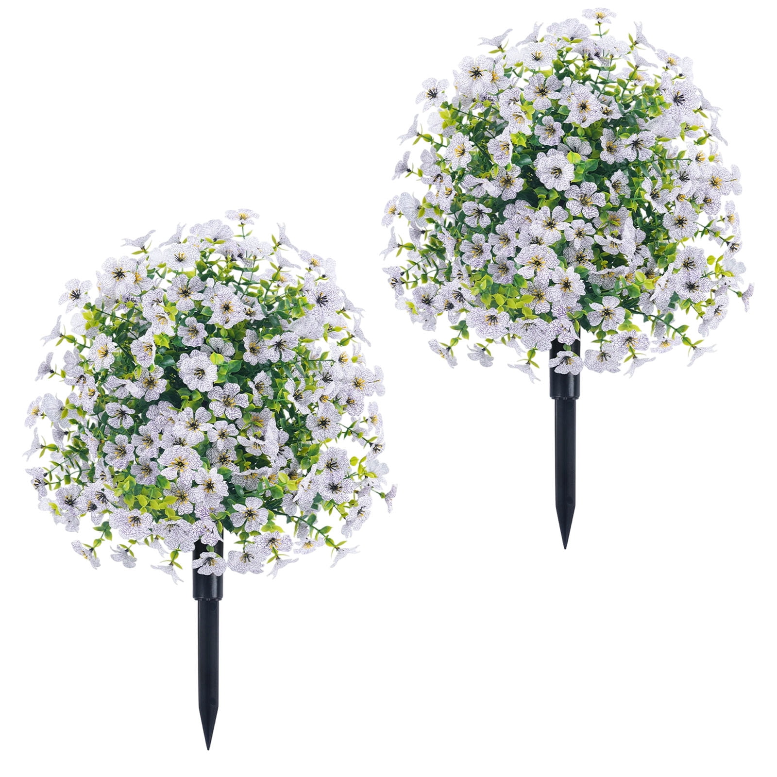 YardVibe 2 Pack 23.6in Artificial Violet Ball Topiary Trees with Ground ...
