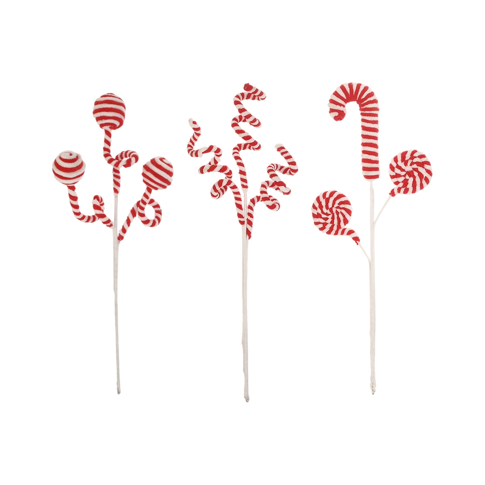 YardVibe 3 Pcs Christmas Tree Candy Cane Picks - 17 Inch Red Green ...