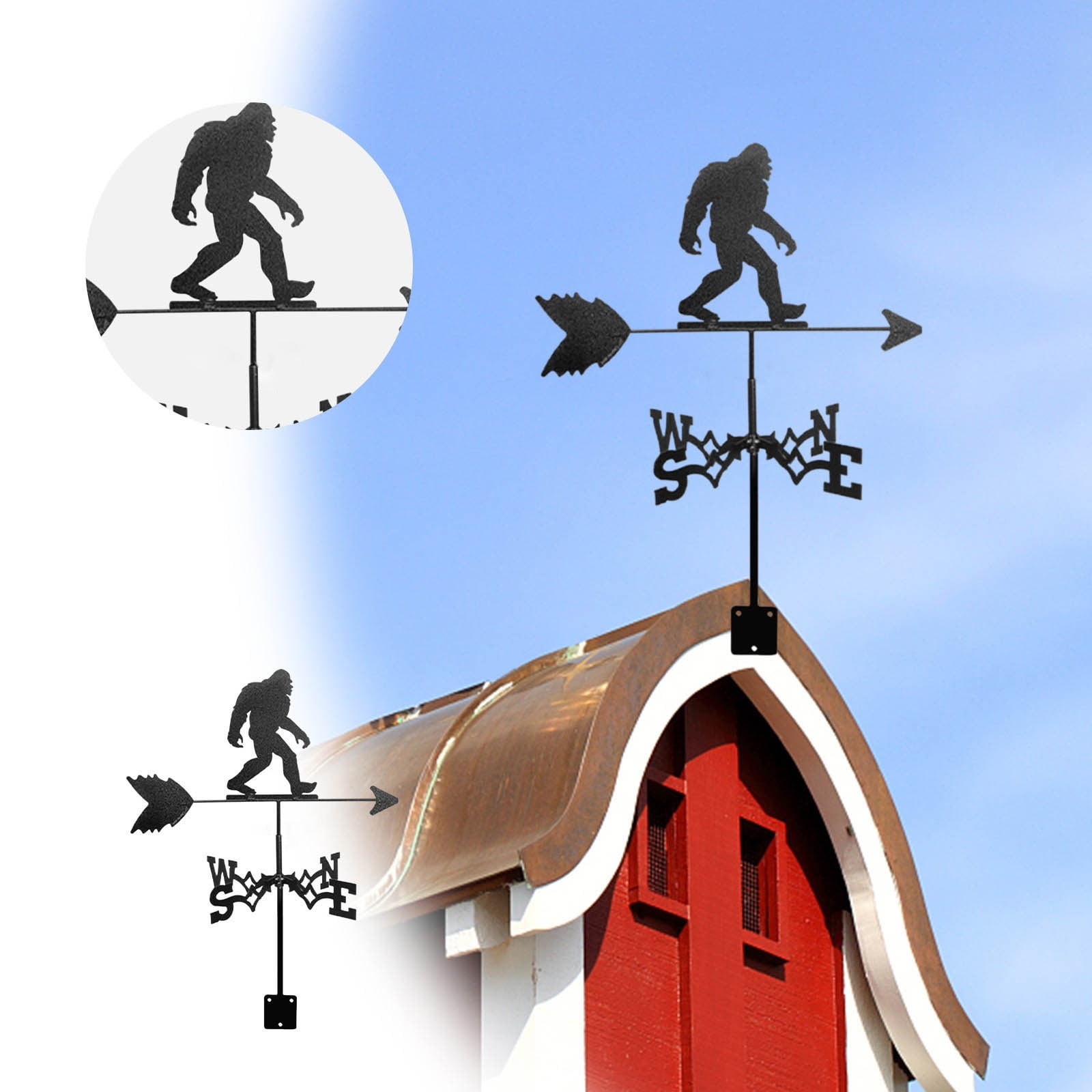 YardVibe 3D Ape Metal Weather Vane, Stainless Steel Black Animal ...