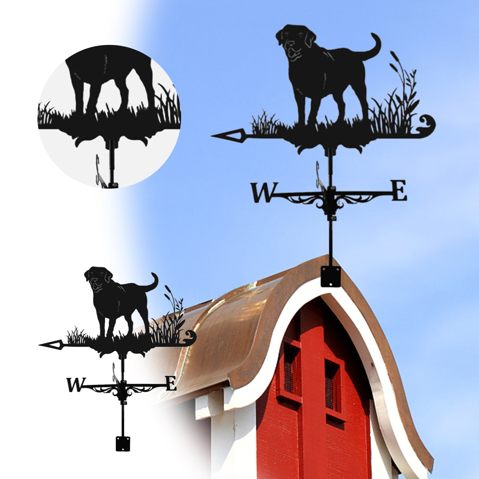 YardVibe 3D Labrador Dog Metal Weather Vane, Stainless Steel Black ...