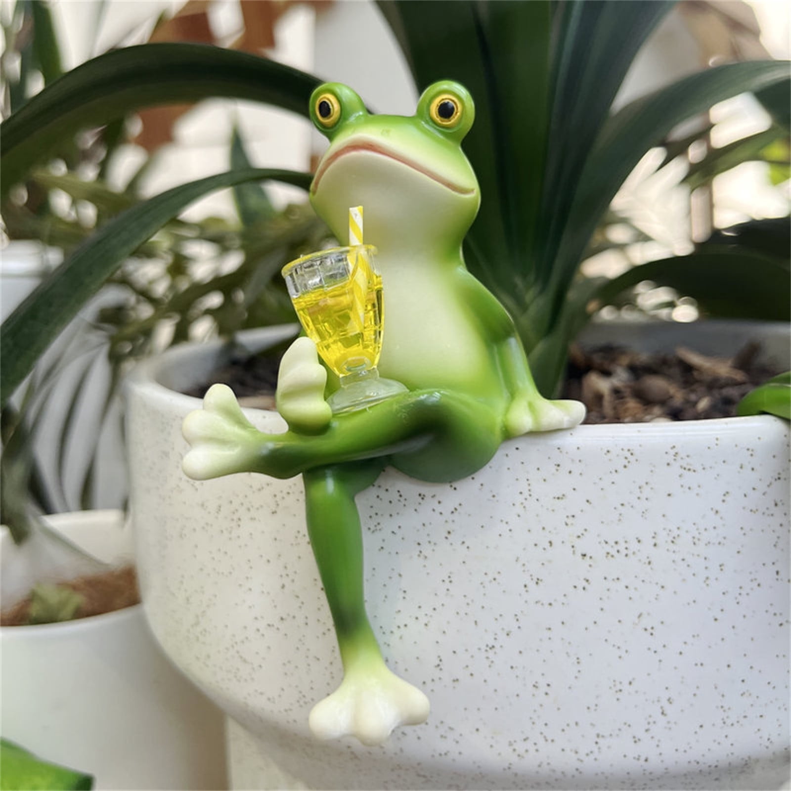 YardVibe Frog Flower Pot Hanger Ornament, Climbing Frog Figurines ...