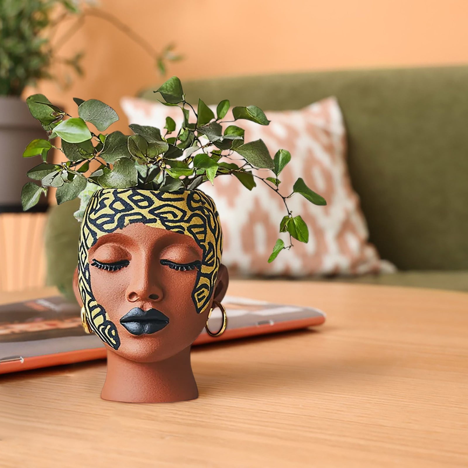YardVibe Goddess Head Planter - Small Cement Indoor and Outdoor Planter ...