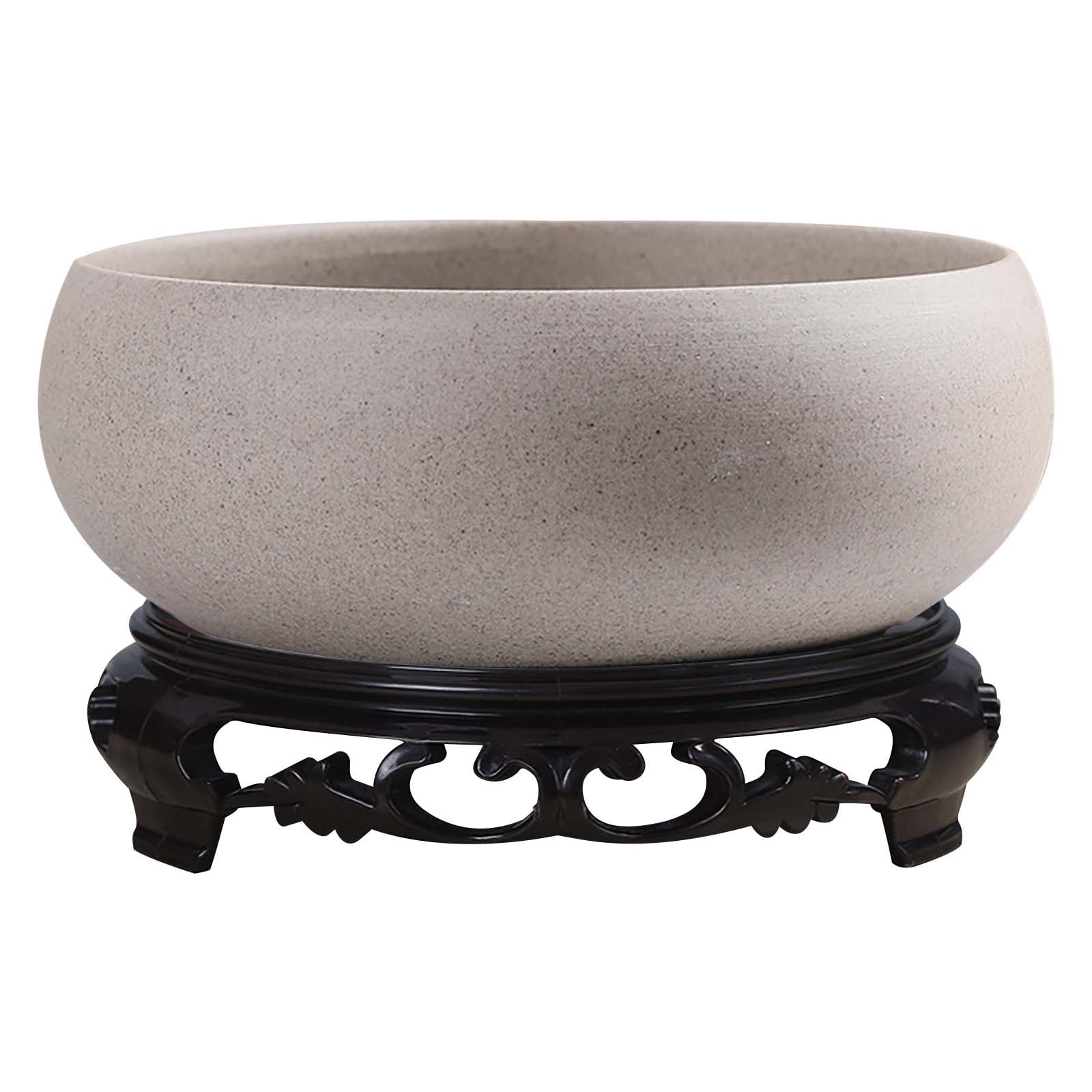 YardVibe Lotus Bowl Planter，Coarse Pottery Lotus Planter with Plastic ...