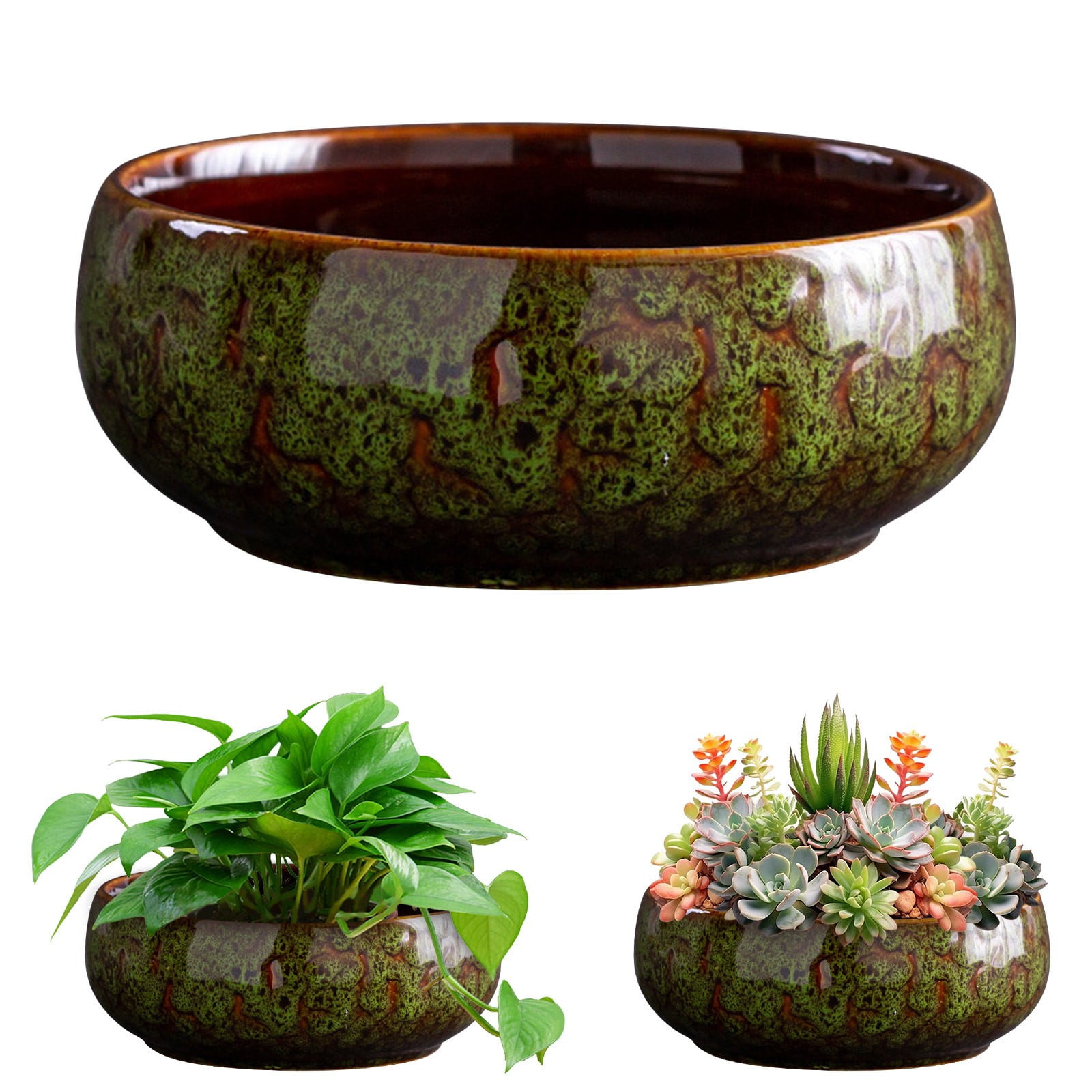 YardVibe Lotus Bowl Planter, Round Lotus Bowl, Ceramic Lotus Flower ...