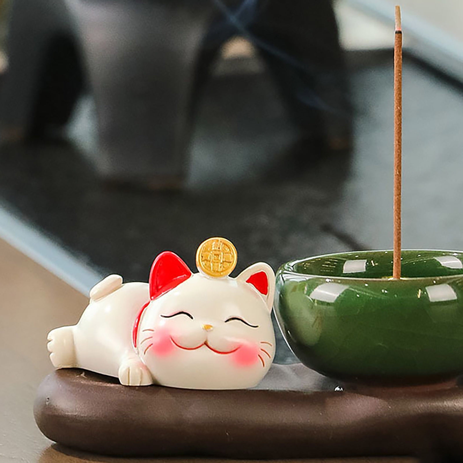 YardVibe Mini Chinese Waving Cat Brazilian Wood Decorations, Cute Cat ...