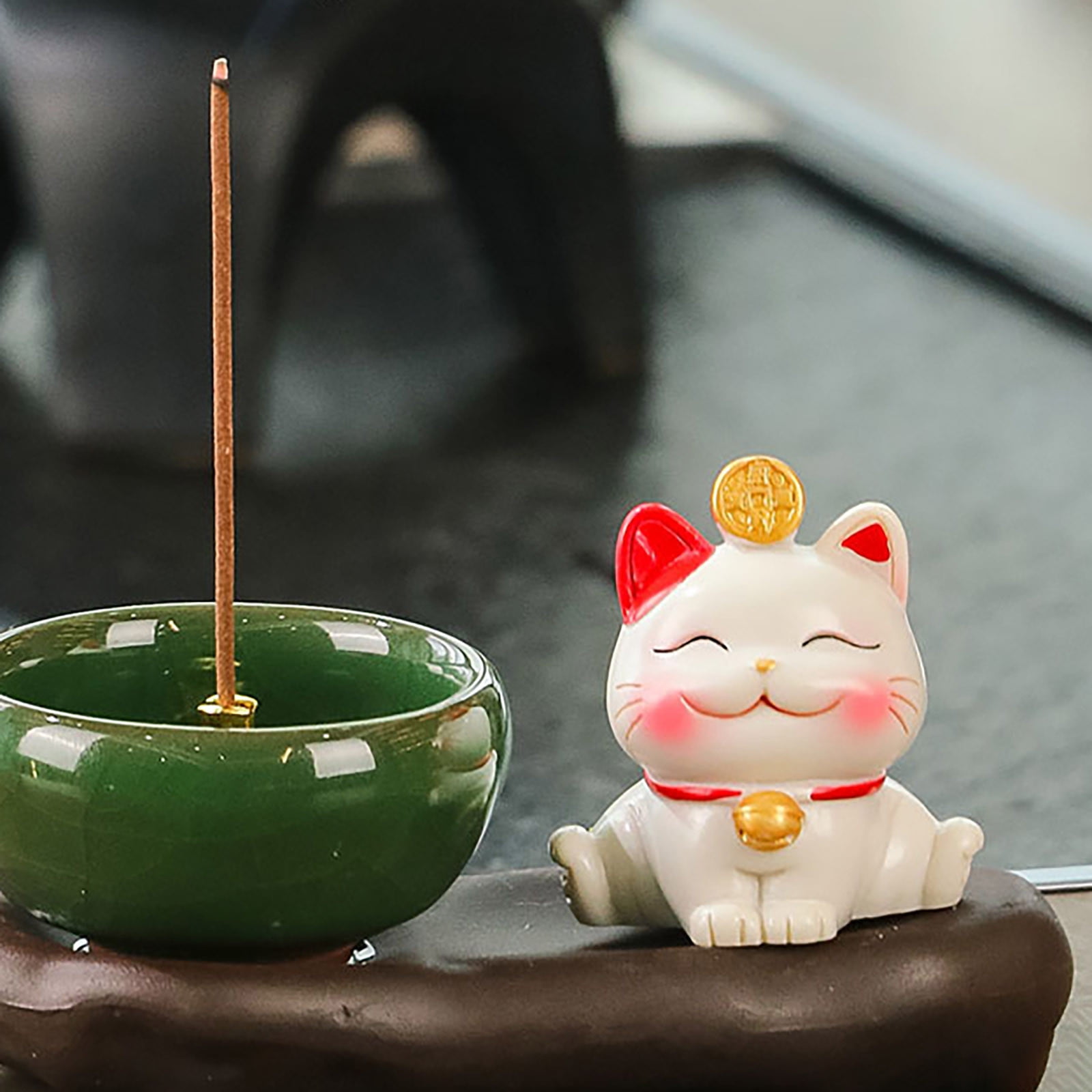 YardVibe Mini Chinese Waving Cat Brazilian Wood Decorations, Cute Cat Figurine, Brazilian Wood ...