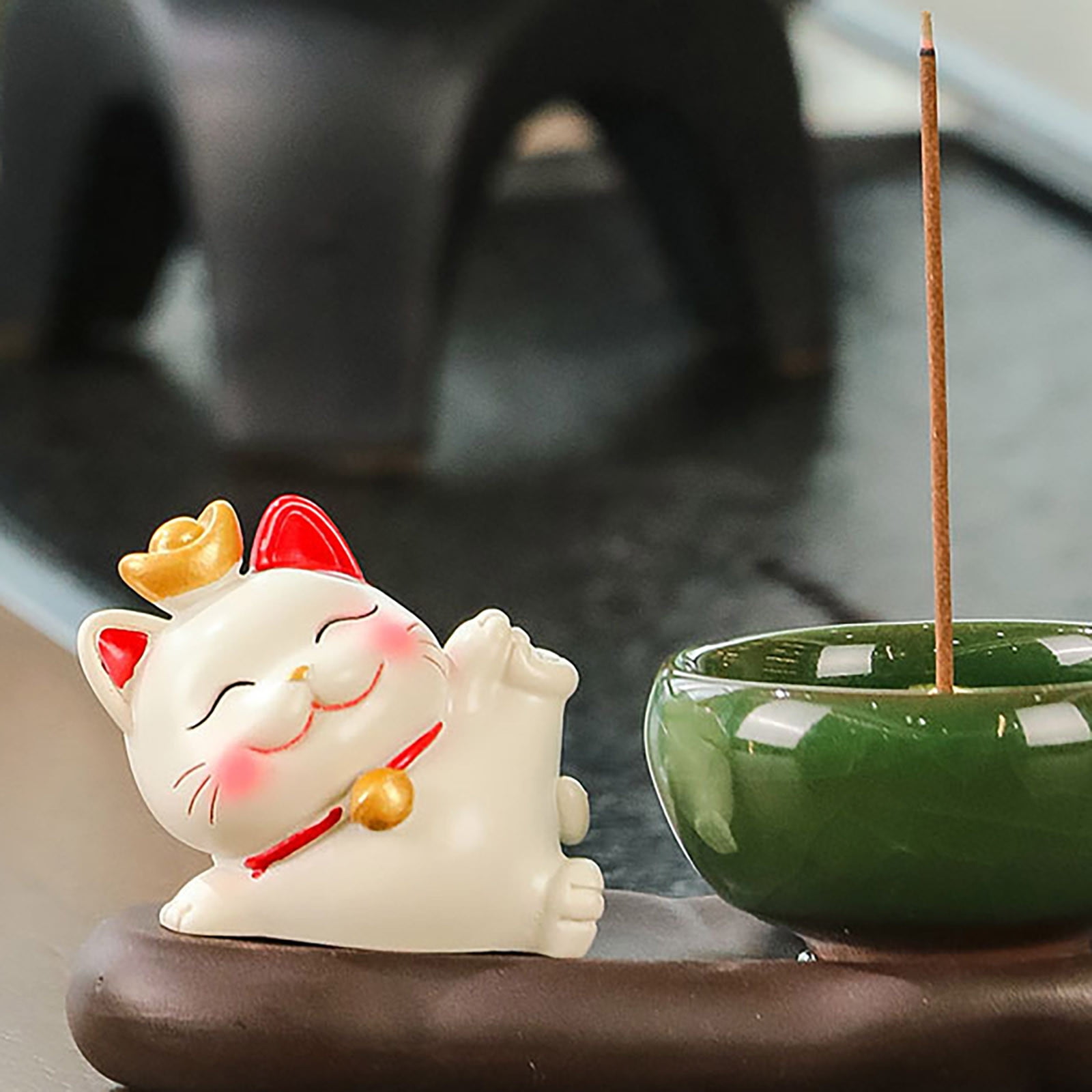 YardVibe Mini Chinese Waving Cat Brazilian Wood Decorations, Cute Cat Figurine, Brazilian Wood ...