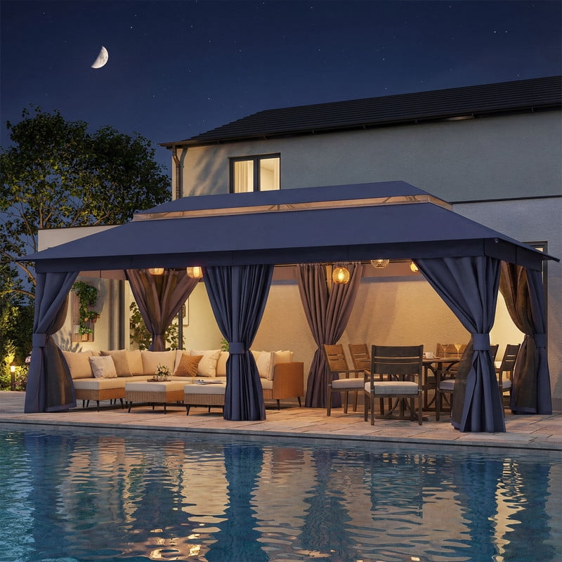 Yardgrace 20'x10' Patio Gazebo, Outdoor Canopy Tent with Double Roofs ...