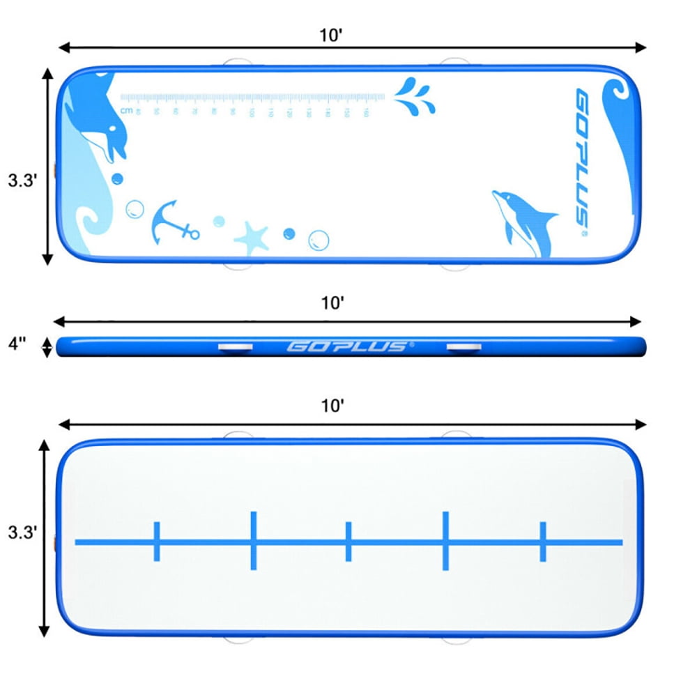 Yardi Yard 10 Feet Inflatable Gymnastic Tumbling Mat with Electric Pump ...