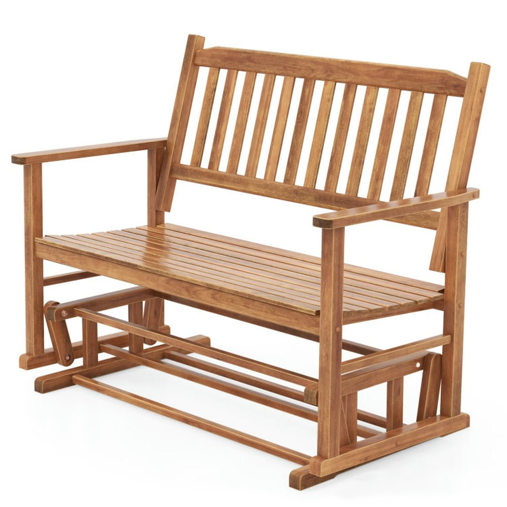 Yardi Yard 2 Seats Outdoor Glider Bench with Armrests and Slatted Seat ...