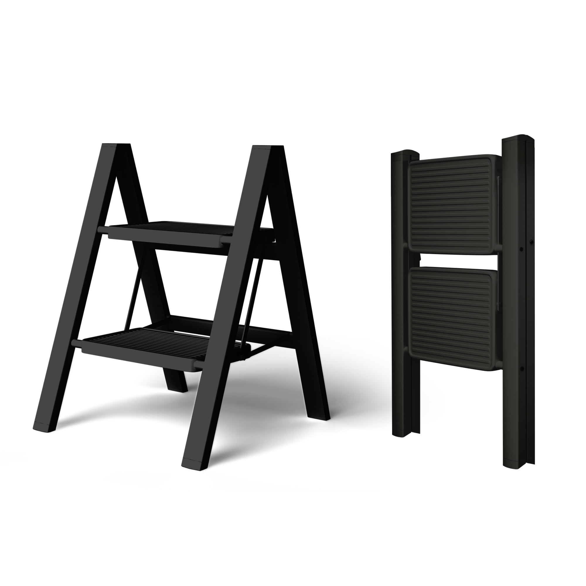 Yardi Yard 2 Steps Black Iron Flower Stand, Lightweight Folding Ladder ...