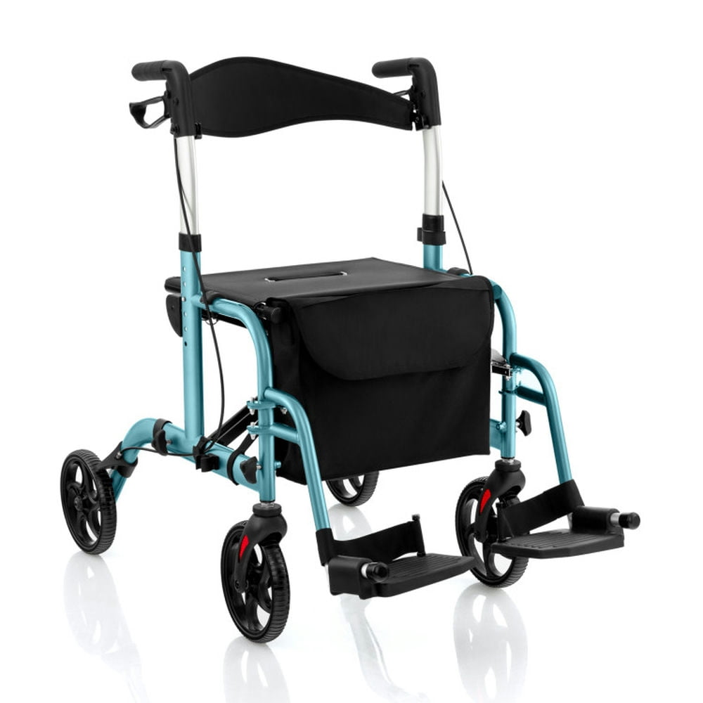 Yardi Yard 2-in-1 Adjustable Folding Handle Rollator Walker with ...
