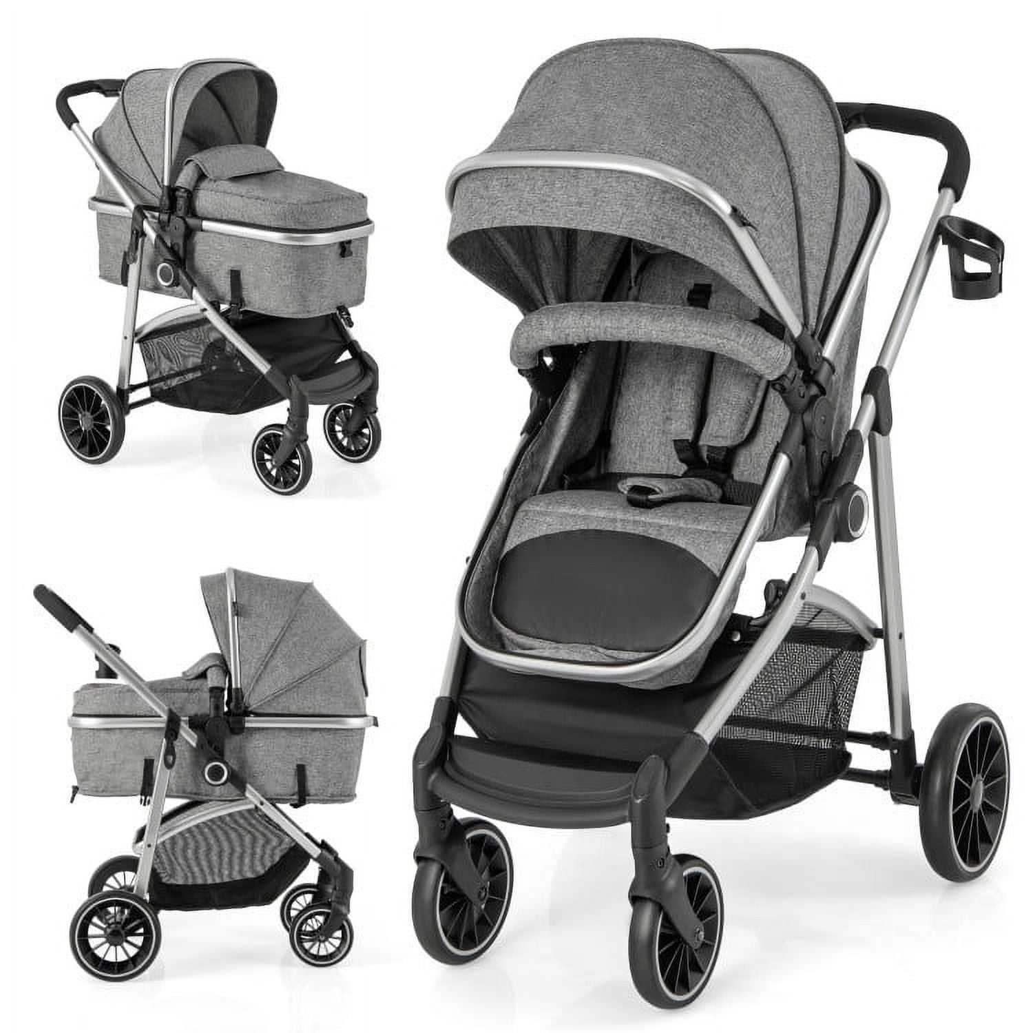 Yardi Yard 2-in-1 Convertible Baby Stroller with Reversible Seat-Gray ...