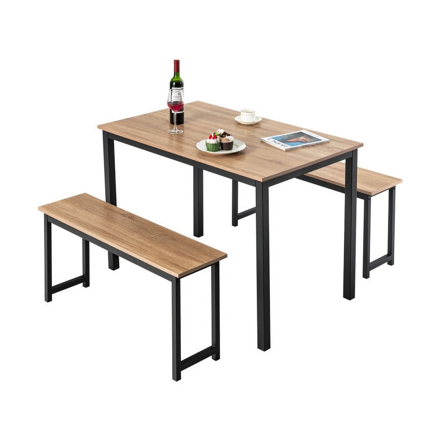 Yardi Yard 3 Pieces Dining Table Set with 2 Benches for Dining Room ...