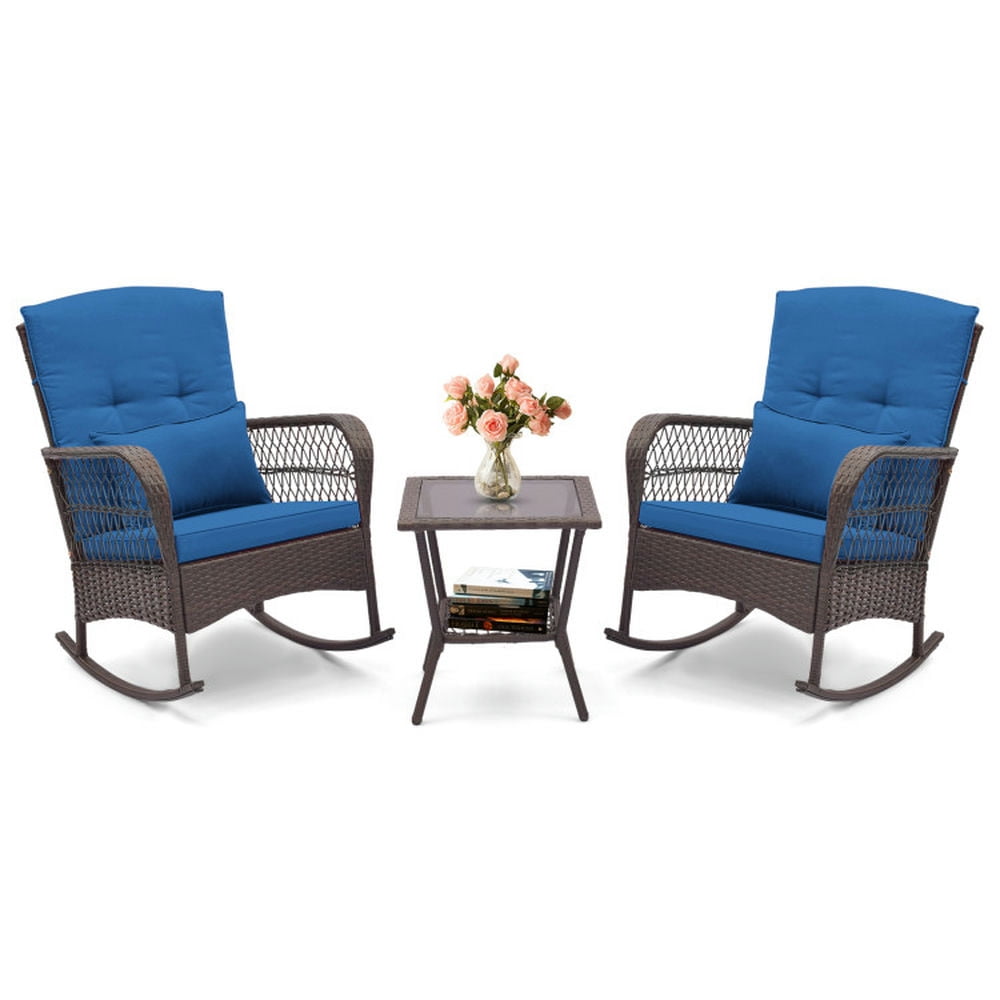 Yardi Yard 3 Pieces Rocking Bistro Set with Practical 2-Tier Coffee ...
