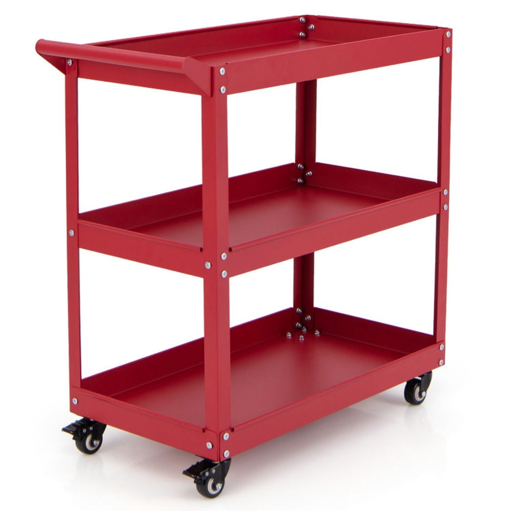 Yardi Yard 3-Tier Rolling Tool Cart with Spacious Shelves 4 Universal ...