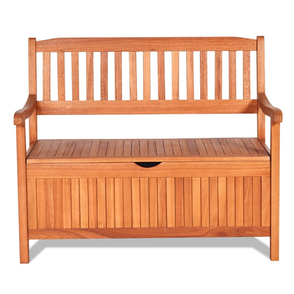 Yardi Yard 33 Gallon Wooden Storage Bench with Liner for Patio Garden ...
