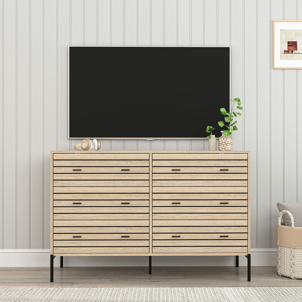 Yardi Yard 6-Drawer Double Dresser with Metal Legs and Handles, Wooden ...