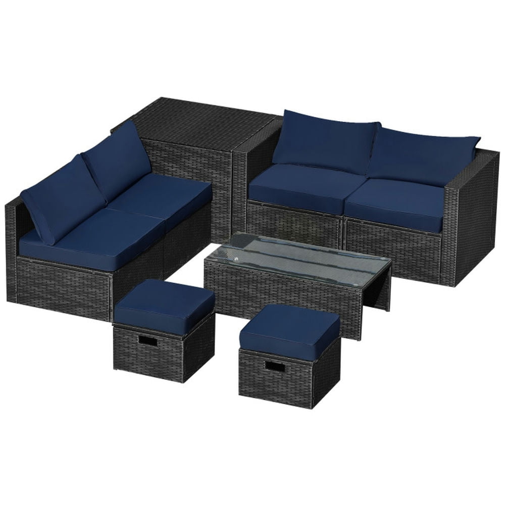 Yardi Yard 8 Pieces Patio Rattan Furniture Set with Storage Table ...