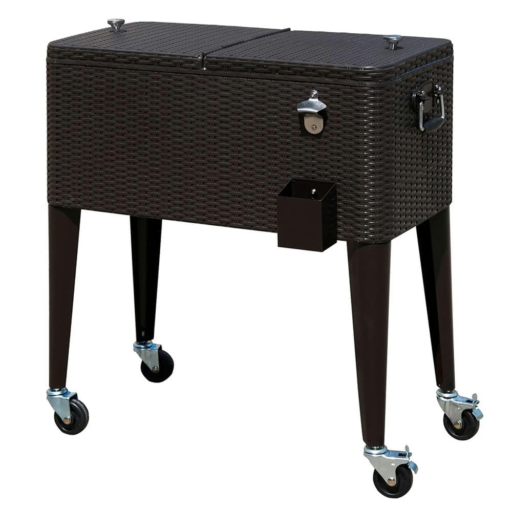 Yardi Yard 80 QT Rolling Cooling Bins Ice Chest on Wheels Outdoor Stand ...