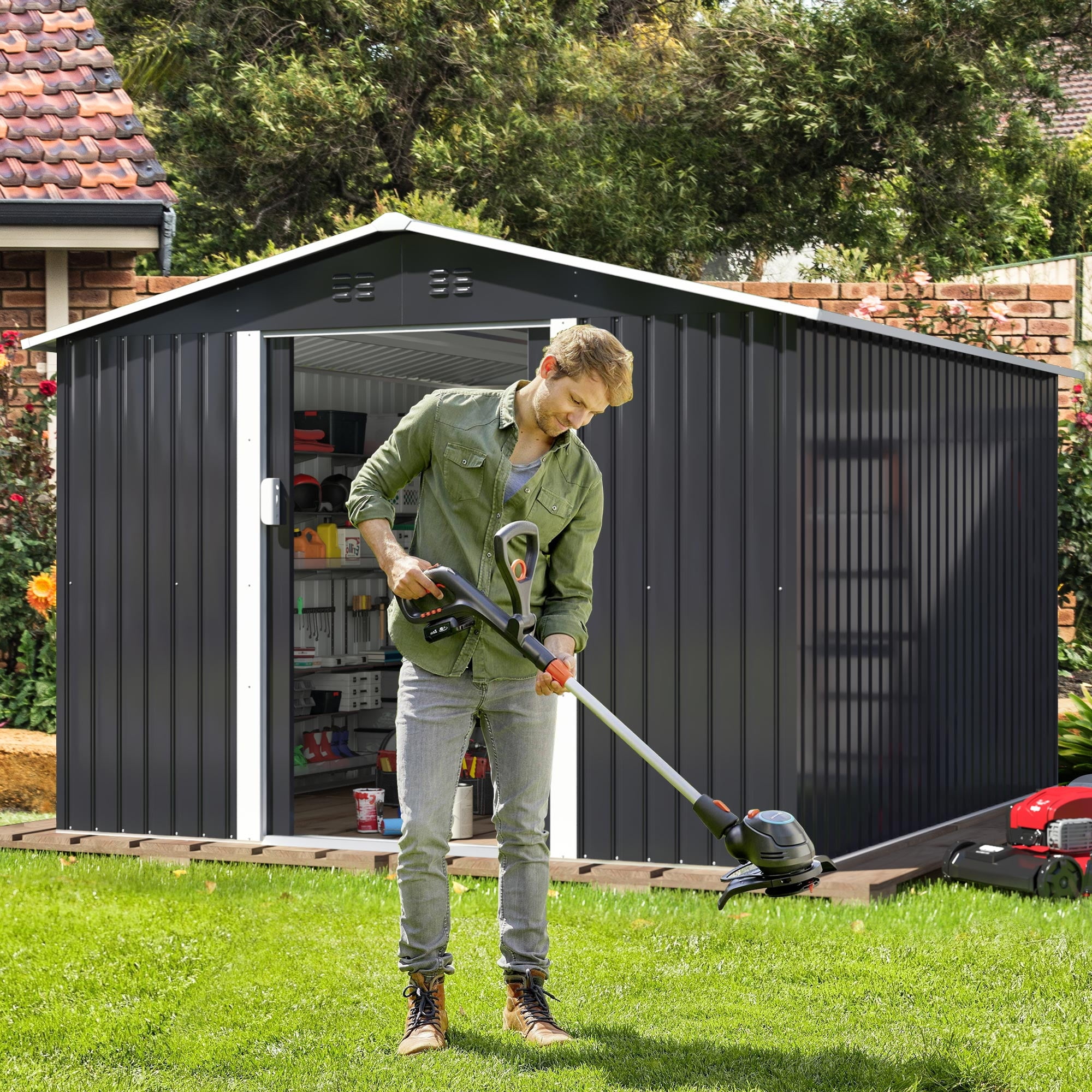 Yardi Yard 9.1'*10.5' Outdoor Storage Room - Dark Gray, Outdoor Storage ...