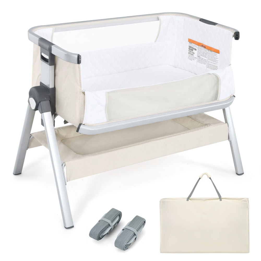 Yardi Yard Baby Bassinet Bedside Sleeper with Storage Basket and Wheel ...