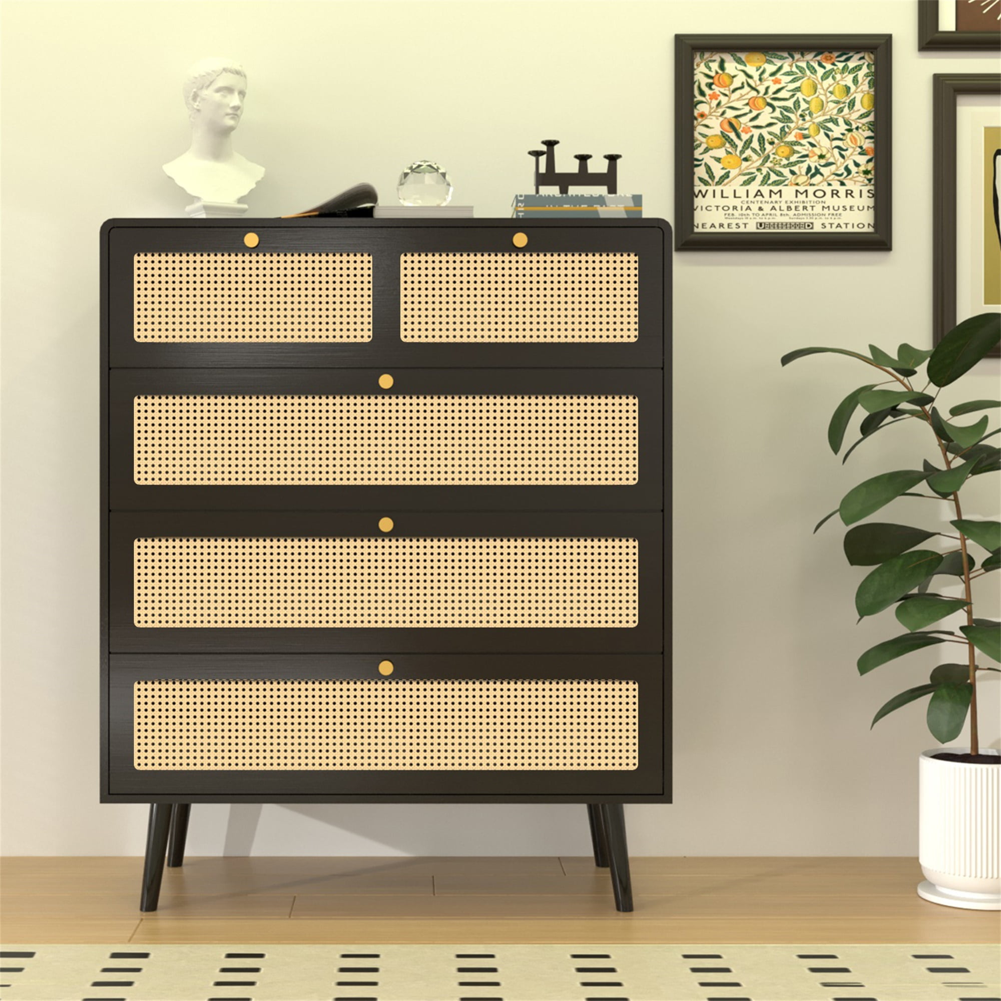 Yardi Yard Dresser for Bedroom with 5 Drawers, Modern Rattan Dresser ...