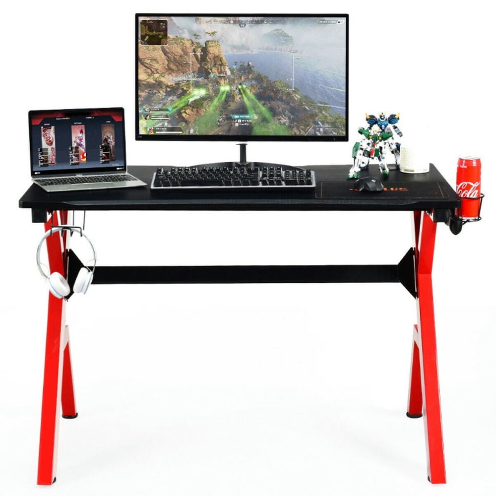 Yardi Yard Ergonomic Gaming Desk with Carbon Fiber Surface and R-Shape ...