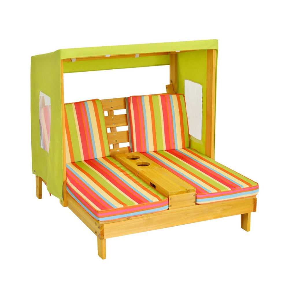 Yardi Yard Kids Patio Lounge Chair with Cup Holders and Awning ...